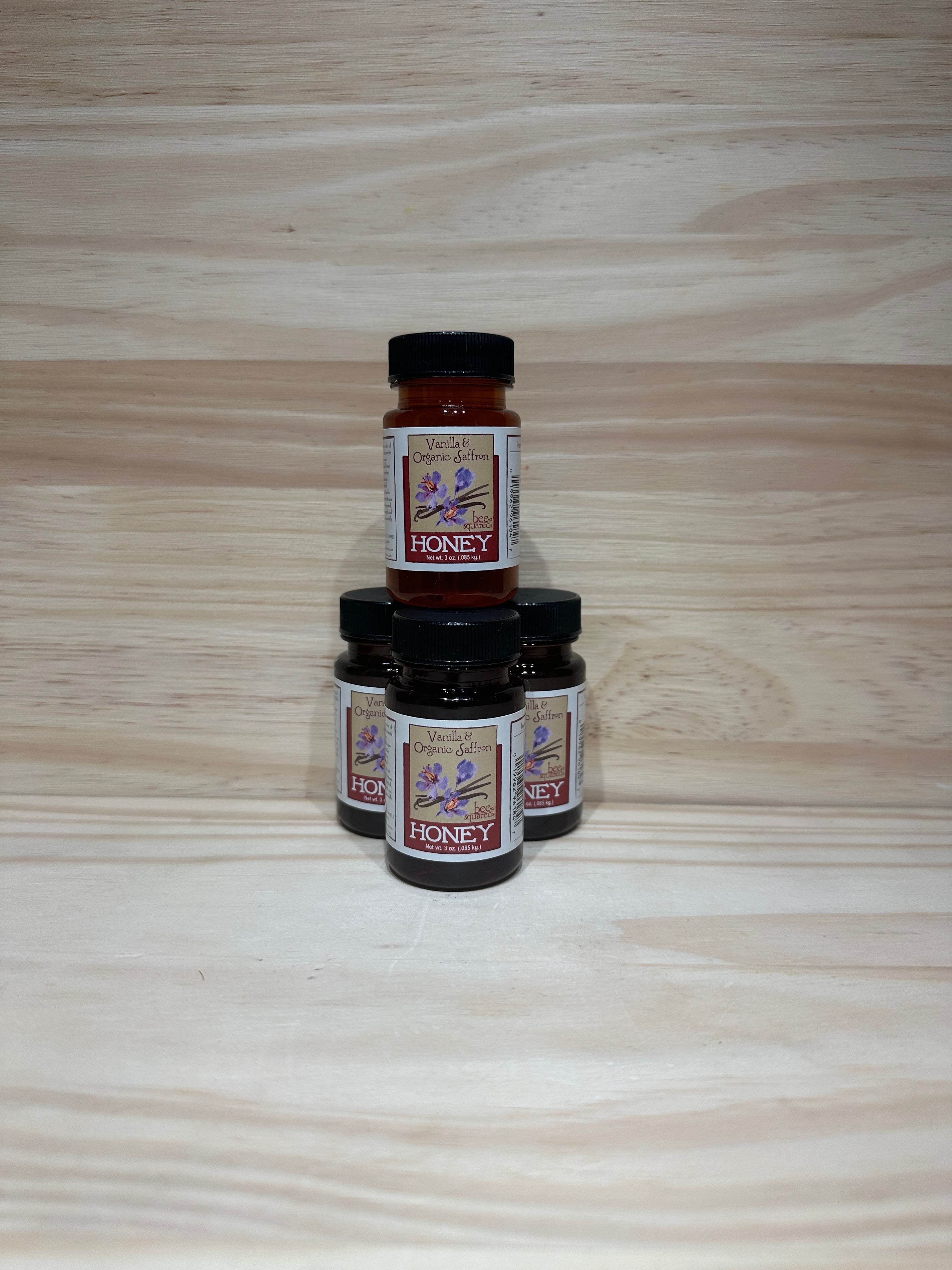 Bee Squared Apiaries Saffron-Vanilla Honey 3 oz | The Cheese Shop Inc.